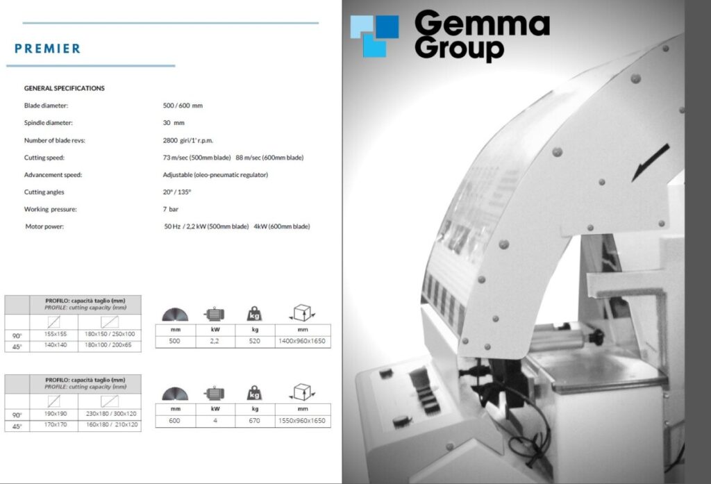 GEMMA - Aluminium Sawing Machine - PREMIER