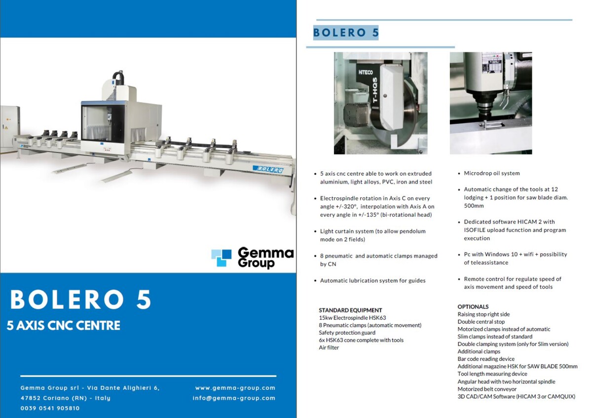 GEMMA - Bolero 5 - CNC Machining Centre
