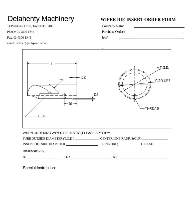Tip Style Wiper Dies - Australian Made Precision Components