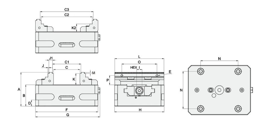 HOMGE - 5-Axis Adjustable Self-Centreing Vice (ASC-S)