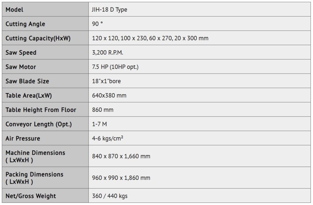 JIH - 18D Type - Vertical Cold Sawing Machine Semi-Automatic